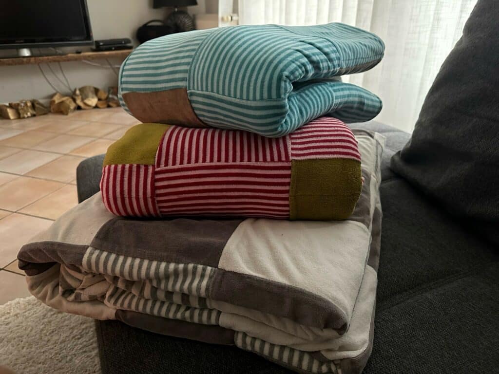 Sofadecke aus Baumwollteddy und Nickystoff